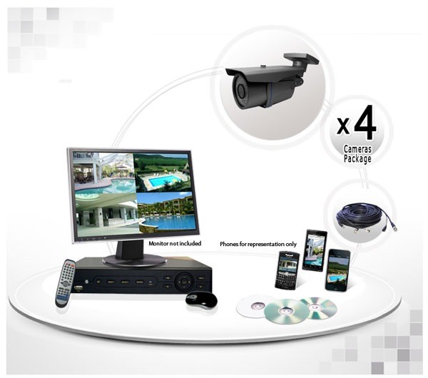 4 Security Camera System with 700TVL Cameras 200ft Night Vision and ...